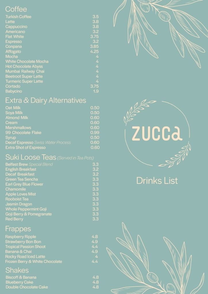 Our Menus - Zucca